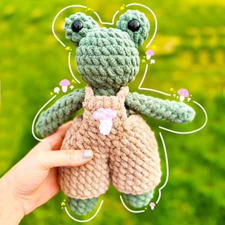 Frosch mit Latzhose Amigurumi Schritt für Schritt